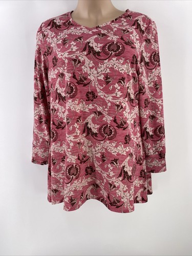 Lularoe Elizabeth Tunic Womens XL Floral Pink Brown Pullover Top | eBay