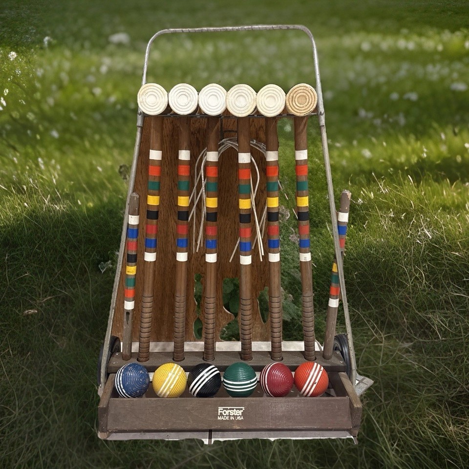 Vintage Forster 6-Player Croquet Set Complete w/ Rolling Cart | eBay