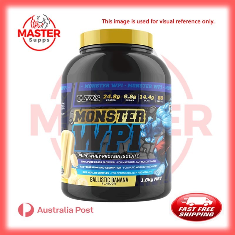 MAX'S Monster WPI Whey Protein Isolate High Protein Lean Muscle Support ...