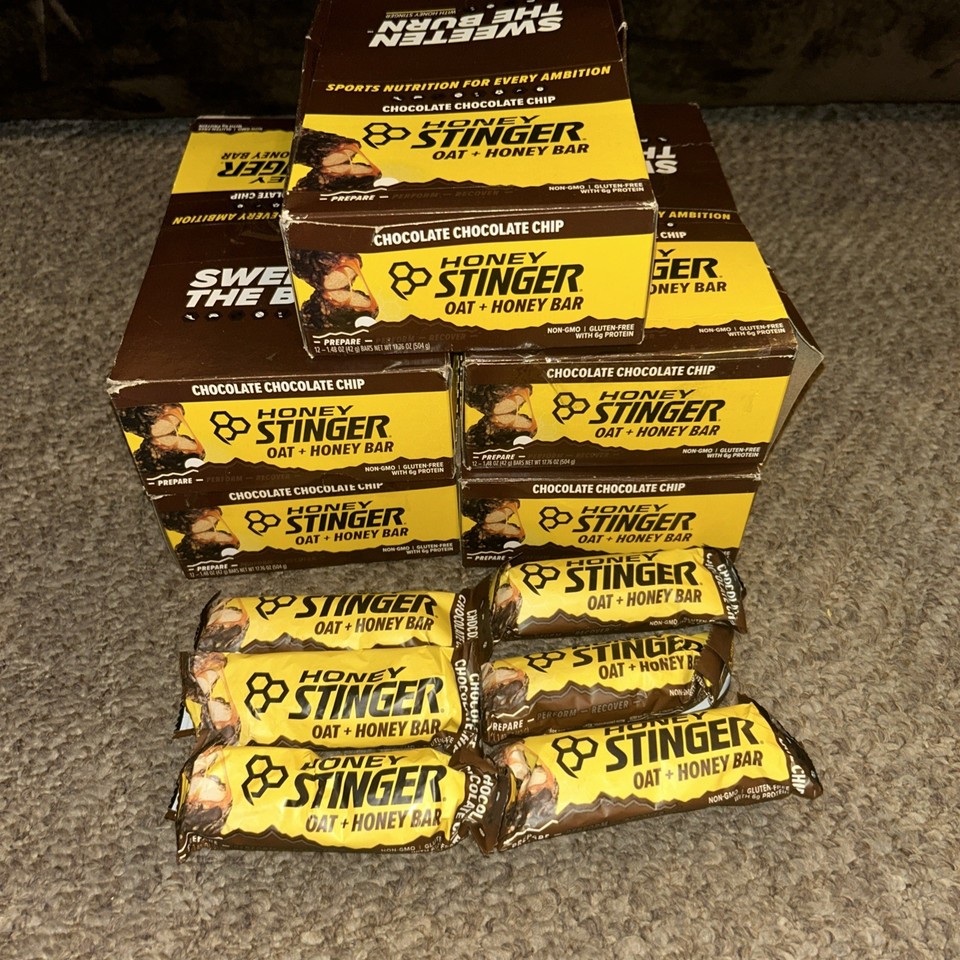 Honey Stinger Oat and Honey Bars Choc Chocolate Chip Box 6 Boxes Of 12 ...