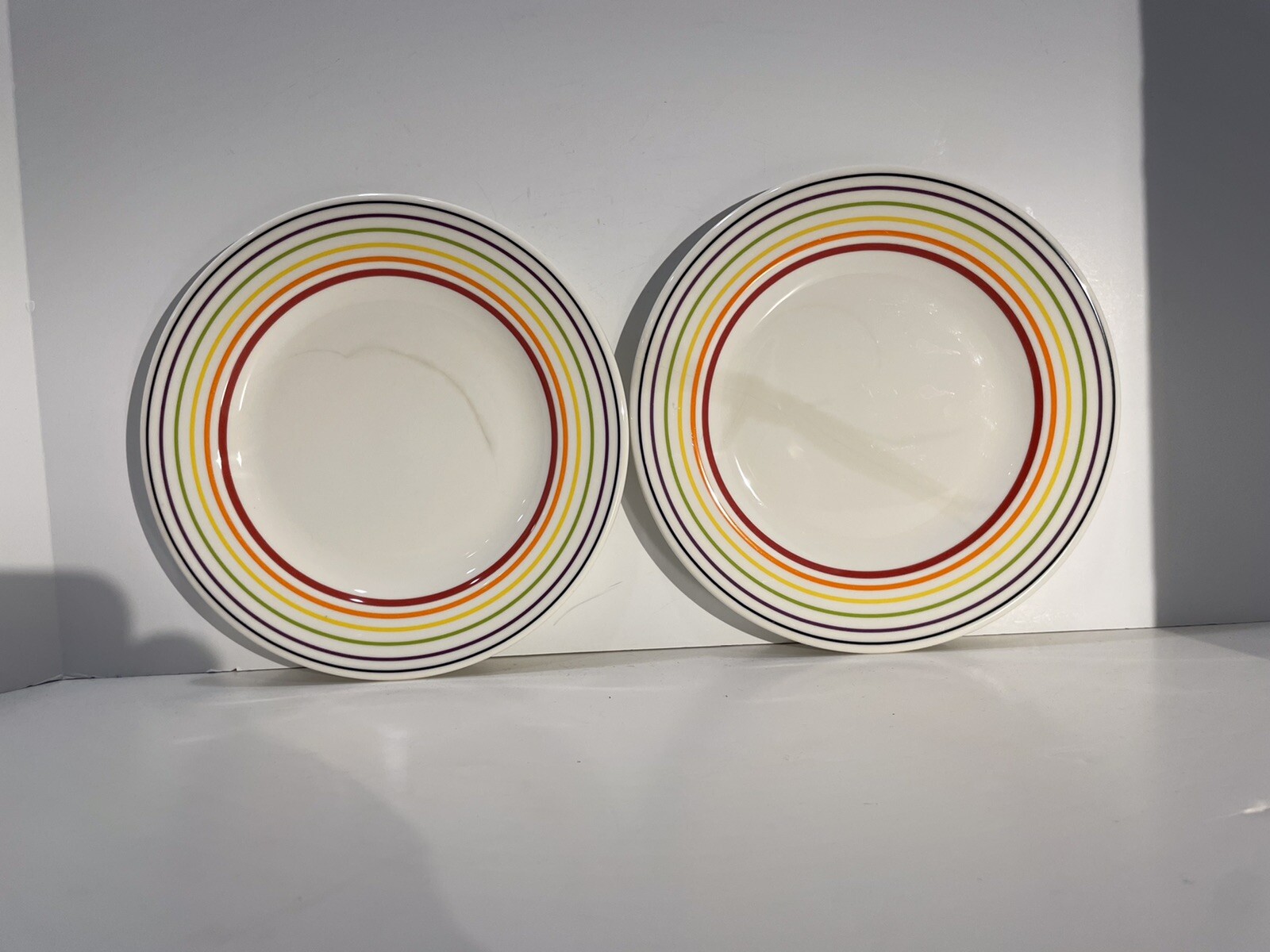 Set Of 2 Bugatti Gioia Rainbow Stripe Side Salad Plate 8 3/4” *Cracks ...