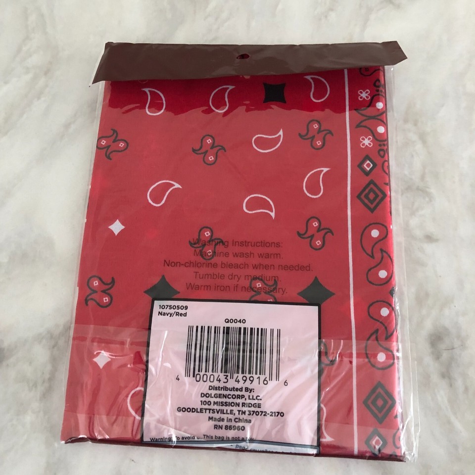 OPEN TRAILS Navy & Red BANDANA HANDKERCHIEFS EXTRA LARGE 22" x 22 ...