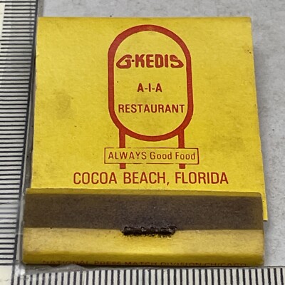 Rare Matchbook G•Kedis A-1-A Restaurant Cocoa Beach, Florida gmg ...