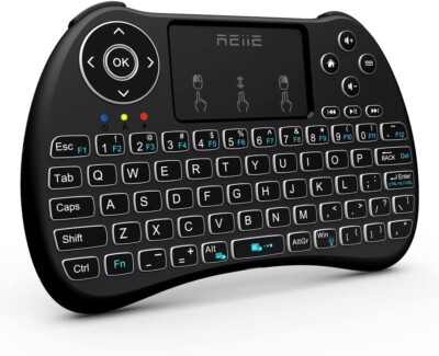 REIIE H9+ Backlit Wireless Mini Handheld Remote Keyboard with Touchpad ...