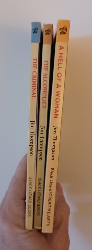Lot of 3 Jim Thompson Books Black Lizard Criminal Alcoholics Hell Of A ...
