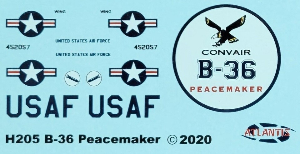 B-36 Peacemaker 1/184 Scale Plastic Model Kit with Swivel Stand ...
