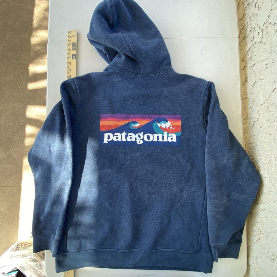 Rare Patagonia Uprisal Hoodie XL Wave Logo Graphic Sunset Ocean Box Art ...