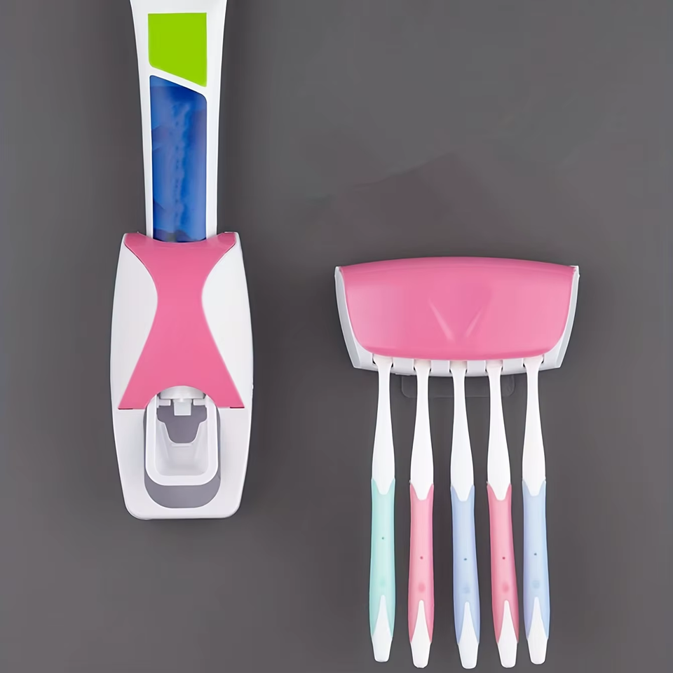 2Pcs Automatic Toothpaste Squeezer Toothbrush Holder Set Bathroom ...