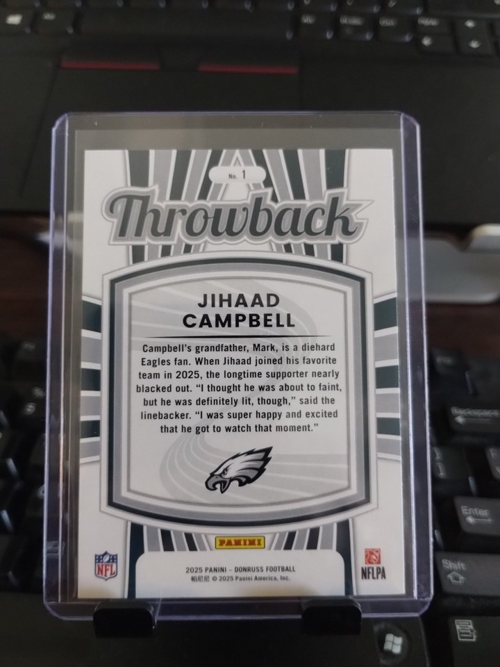 2025 Panini Donruss Jihaad Campbell Rated Rookie Throwback Card #1 ...