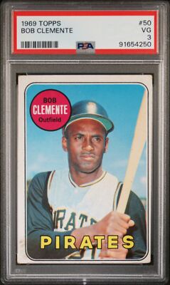 Graded 1969 Topps Bob Roberto Clemente #50 Baseball Card PSA 3 Very ...