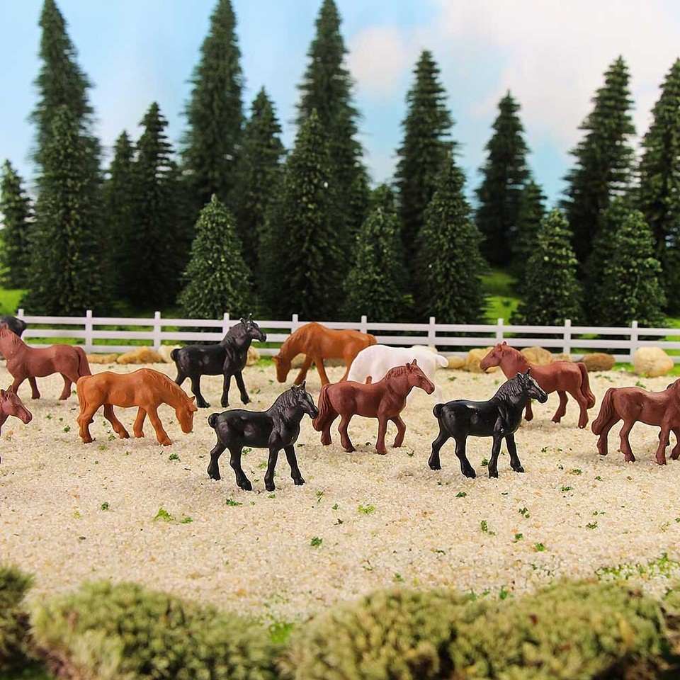 80pcs Model Trains HO Scale 1:87 Model Horses Painted Farm Animals ...