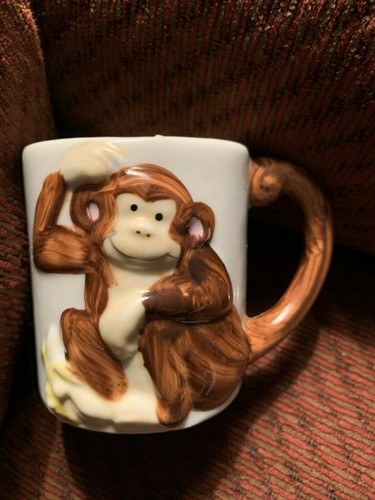 Monkey with Tail + Banana Coffee Cup Mug 10 oz. 3D JSNY Taiwan Vintage ...