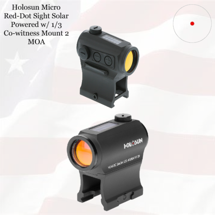 Holosun Micro Red-Dot Sight w/ 1/3 Co-witness Mount & Magnifier Options ...