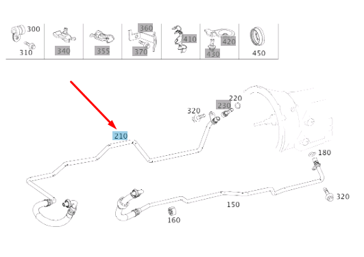 MERCEDES-BENZ C S205 Transmission Oil Return Line A2052706402 GENUINE ...