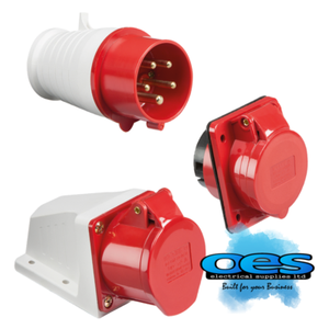 415V 32A 5 PIN RED INDUSTRIAL PLUGS & SOCKETS 3 PHASE 3P+N+E IP44 MALE ...