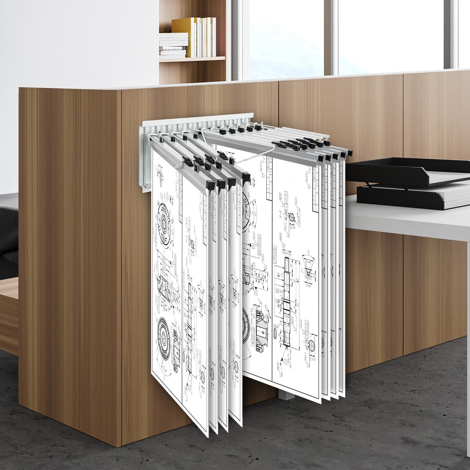 VEVOR Wall Mount Blueprint Storage Rack Blueprint Holder with 12 Pivot ...