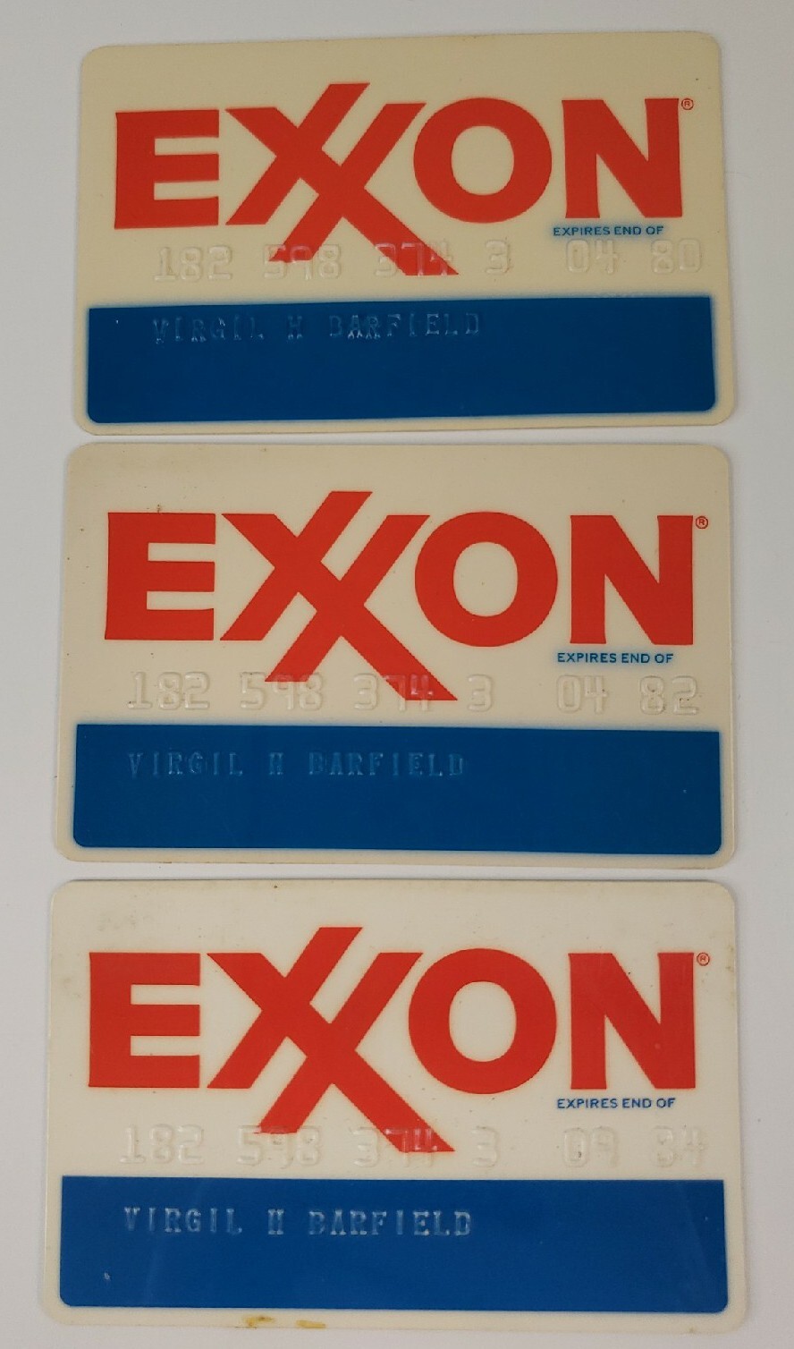 (3) Vintage Exxon Credit Card Lot ~ Exp: 1980, 82, 84 | eBay