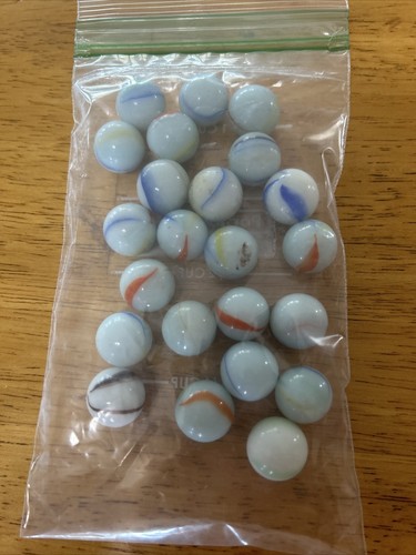 Vintage - Milk Glass Color Stripe / Swirl Marbles - Assorted Lot of 23 ...