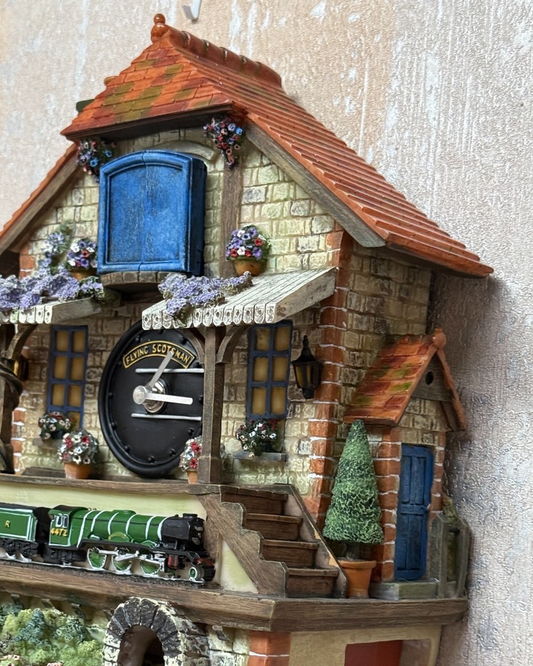 Cuckoo Clock Huge train Station with Pop Out Conductor Moving Sound ...