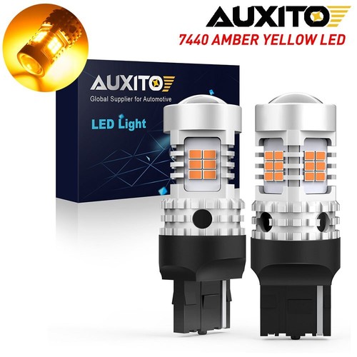 Pair 7440 Amber Yellow LED Turn Signal Light Bulbs Canbus Anti Hyper ...