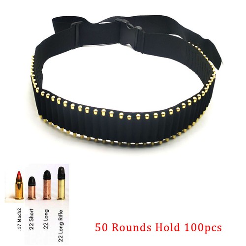 50 Round 100 Shells Rifle Bullet Cartridge Bandolier Ammo Belt F/ .22LR ...