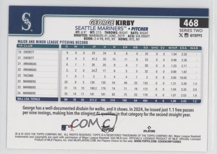 2025 Topps Series 2 Topps Foil Pattern George Kirby #468 | eBay
