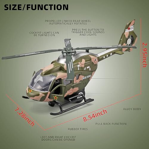 Kids Helicopter Toy Diecast Military Helicopter Model Kit,Pull Back ...