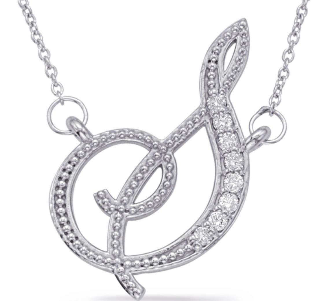 ESTATE .08CT DIAMOND 14KT WHITE GOLD CLASSIC SIGNATURE S SCRIPT INITAL ...