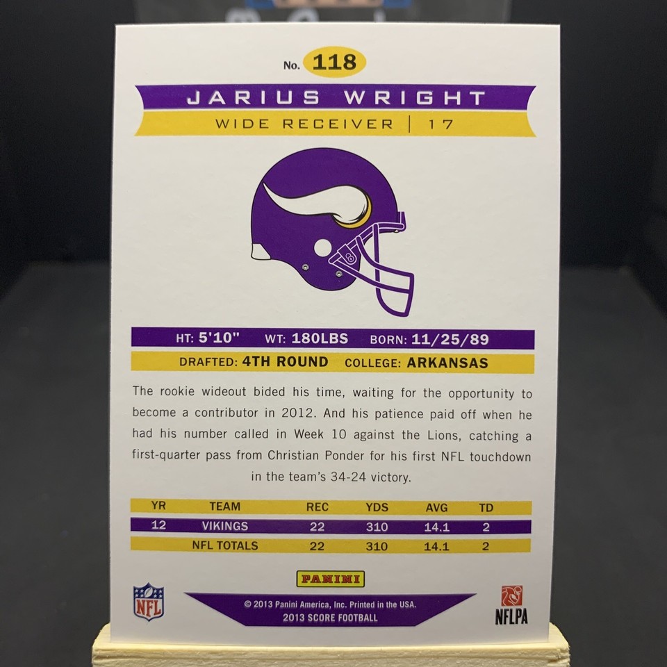 2013 Score Jarius Wright #118 Minnesota Vikings | eBay