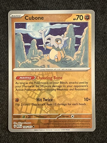 Pokemon TCG - Cubone Reverse Holo - 104/165 - Scarlet & Violet 151 | eBay