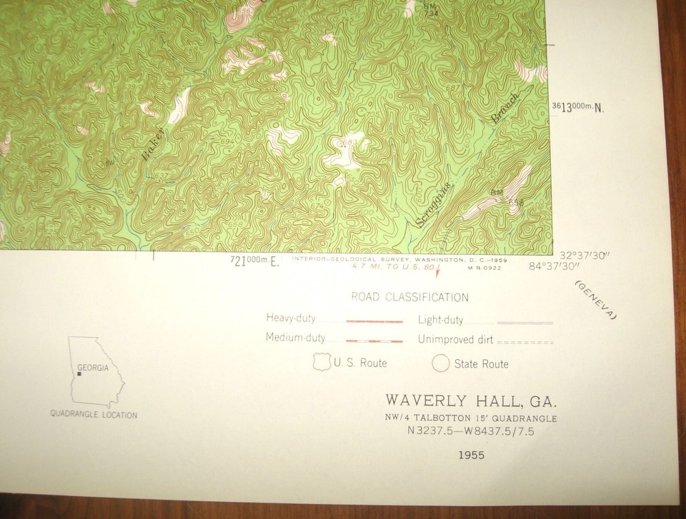 Waverly Hall, Georgia 1955 Original Vintage USGS Topo Map | eBay