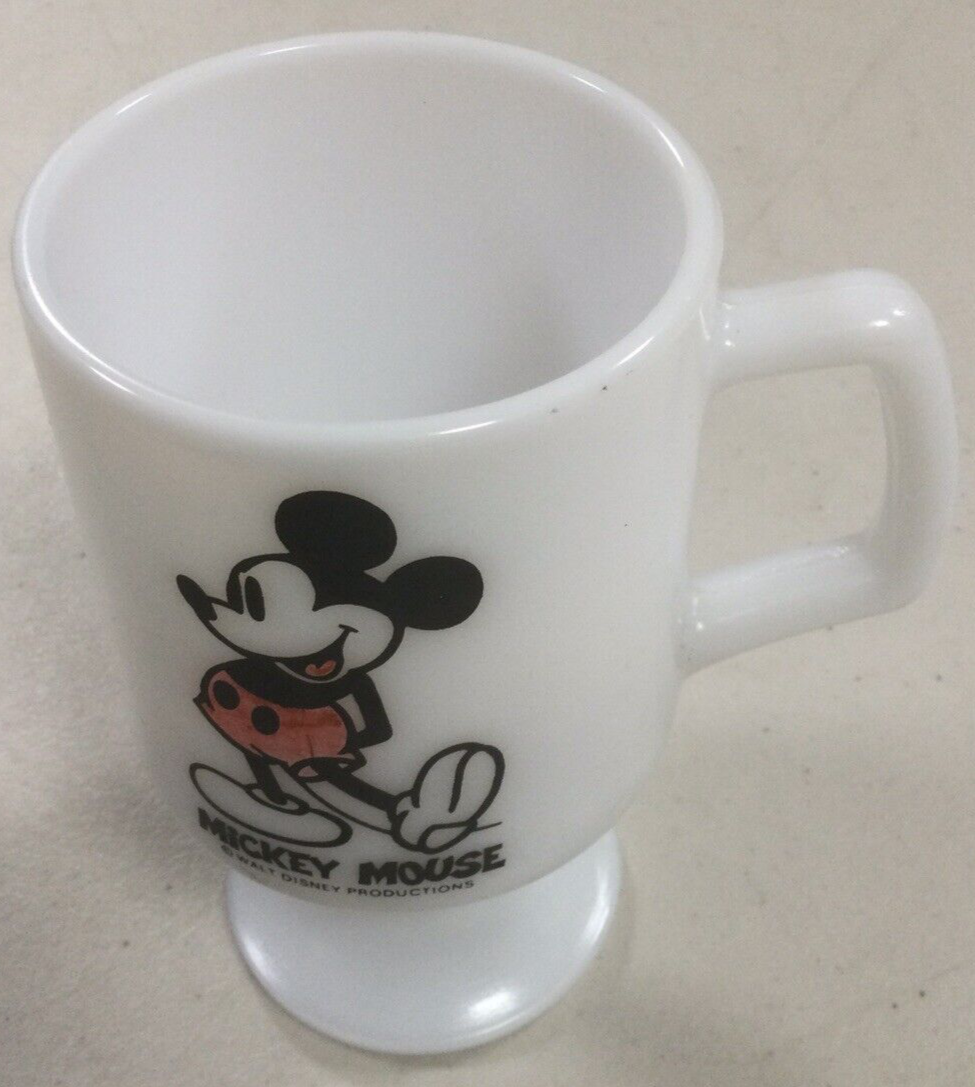 Vintage Disney Mickey Mouse Milk-Glass-Tall White Pedestal Mug | eBay