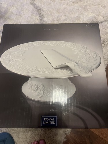 Royal Limited Platinum Rose footed cake plate & server | eBay