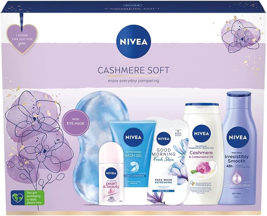 Nivea Cashmere Soft 6pc Gift Set - Shower Cream, Deo, Face Wash, Face ...