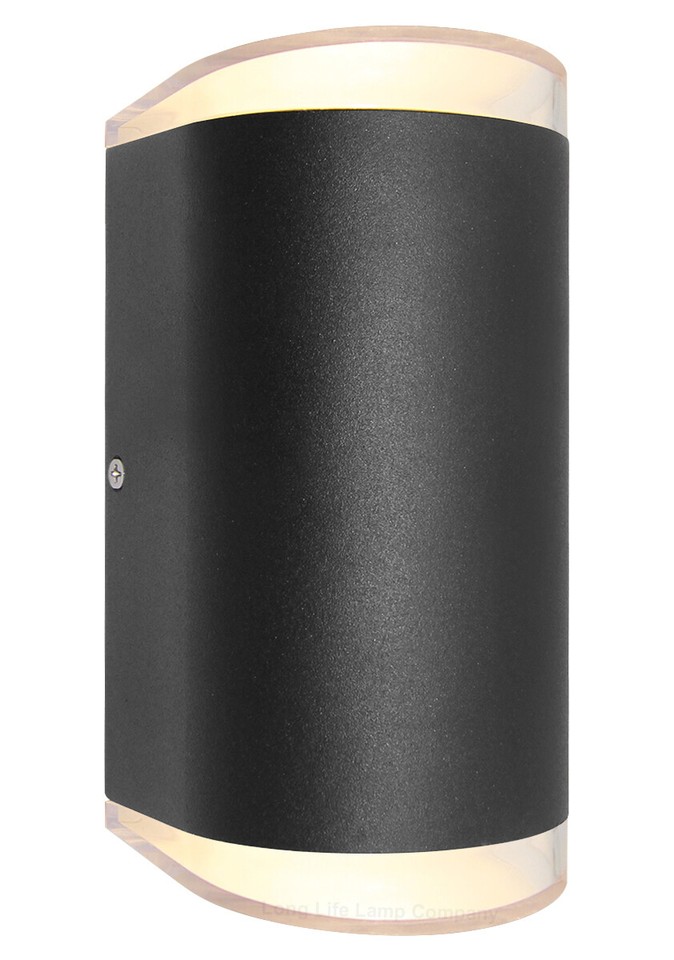 LED Double Outdoor Wall Light Steel or Black 6W Garden Up Down Wall ...