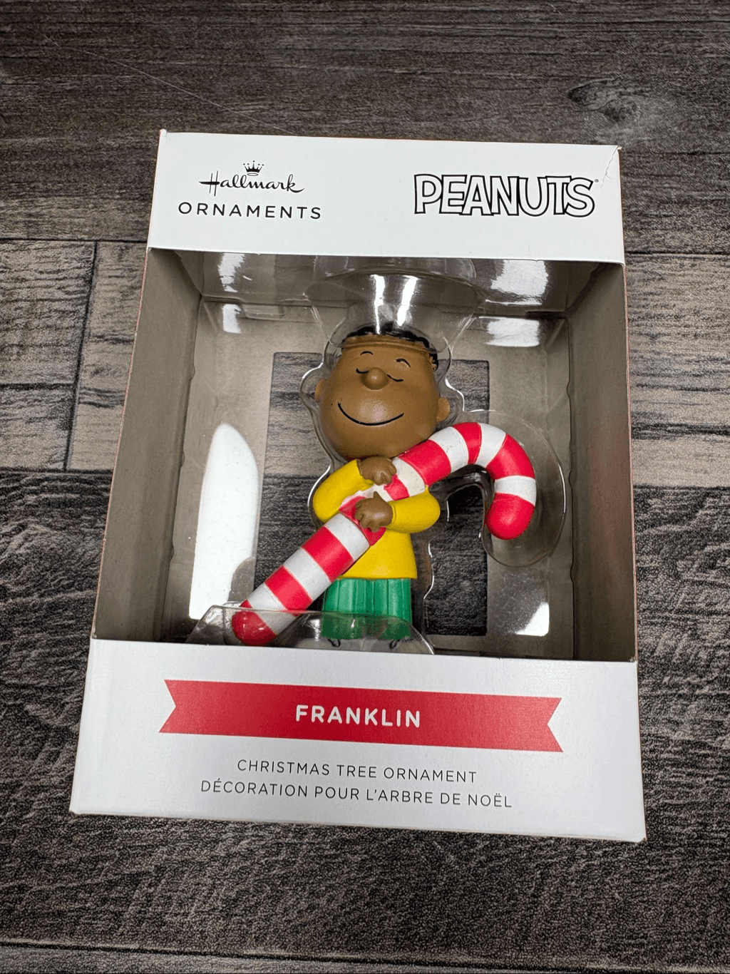 Hallmark Peanuts Franklin Christmas Tree Ornament Candy Cane New In Box ...