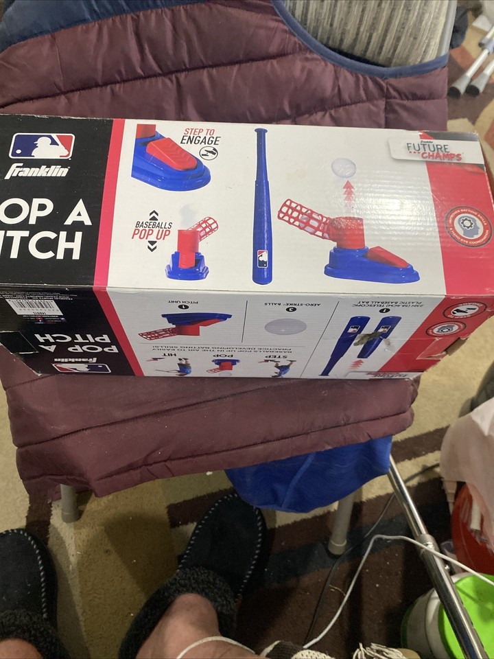 Kids Baseball Toy - Pop A Pitch Pitching Machine with Bat and 3 Plastic ...
