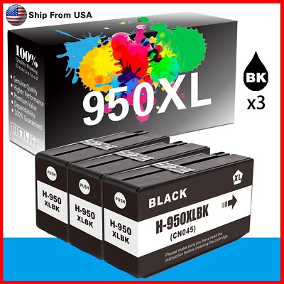 3Pack 950 XL 950XL Black Ink Cartridge 950XL fit for 276dw 8615 Printer ...