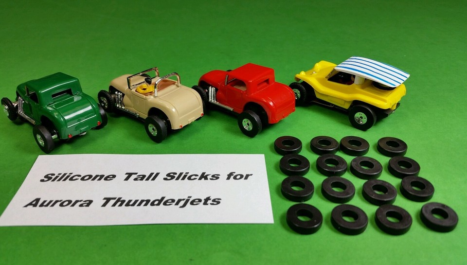 Aurora Model Motoring Tjet HO Slot Car "Tall" Silicone Slick Tires 16 ...