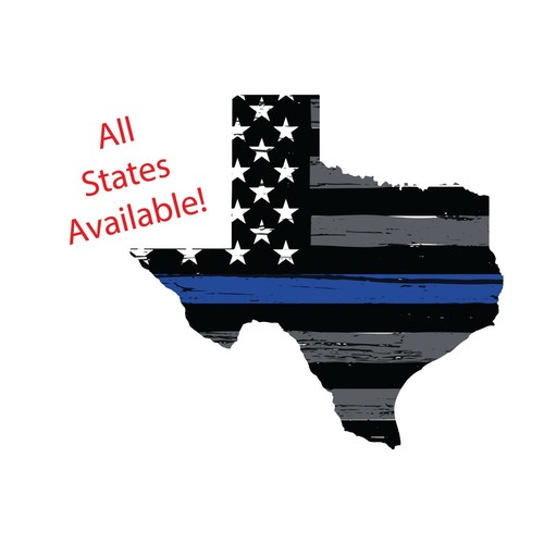 Thin Blue Line LEO State Outline American Flag Car Decal Law ...
