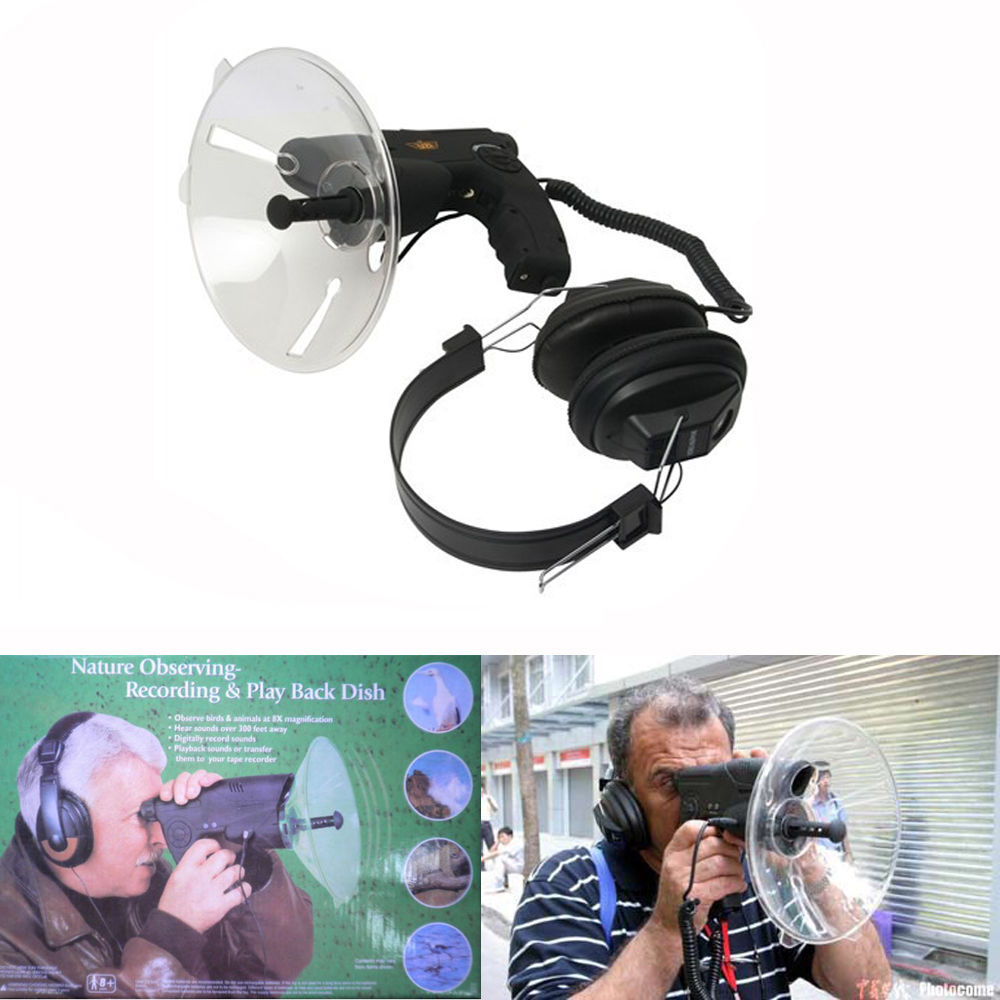 8X Birding Parabolic Microphone Spy Listen Device Bionic Ear Sound ...