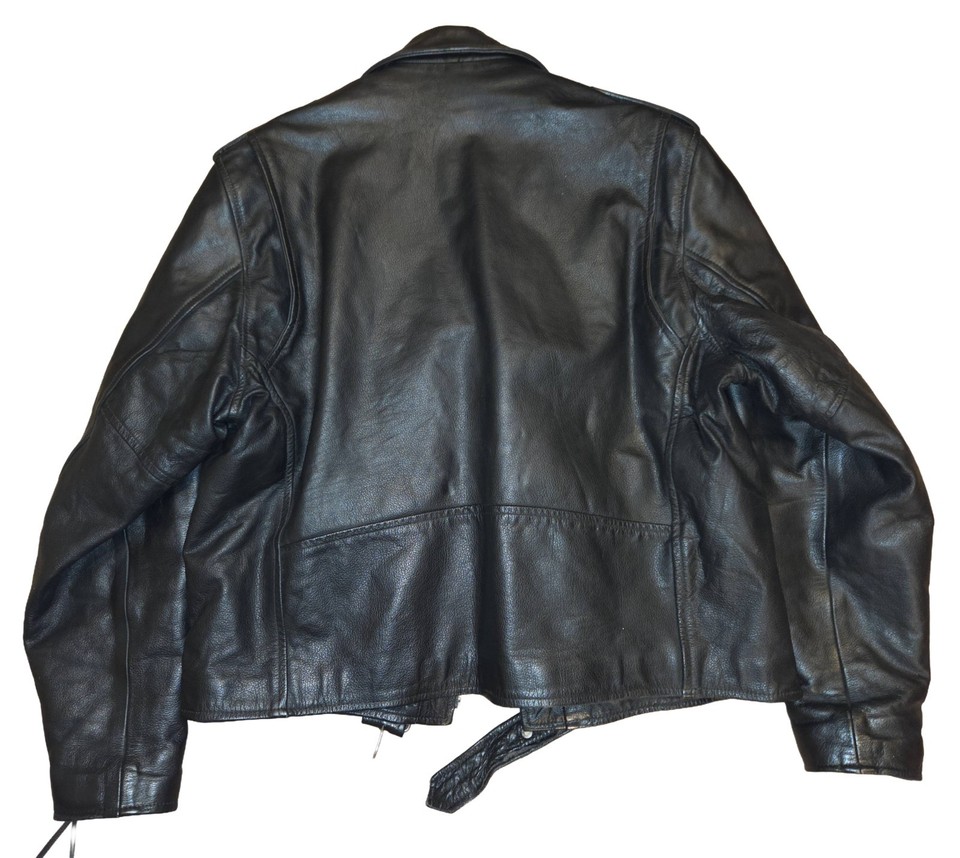 Vtg Z1R Genuine Leather Biker Jacket Large Black Moto Motorcycle Gear ...