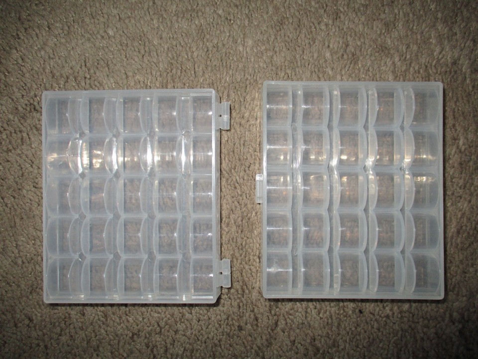 Sewing Bobbins Storage Cases (x 2) 2 Pack 25 Slots Each Empty Bobbin ...