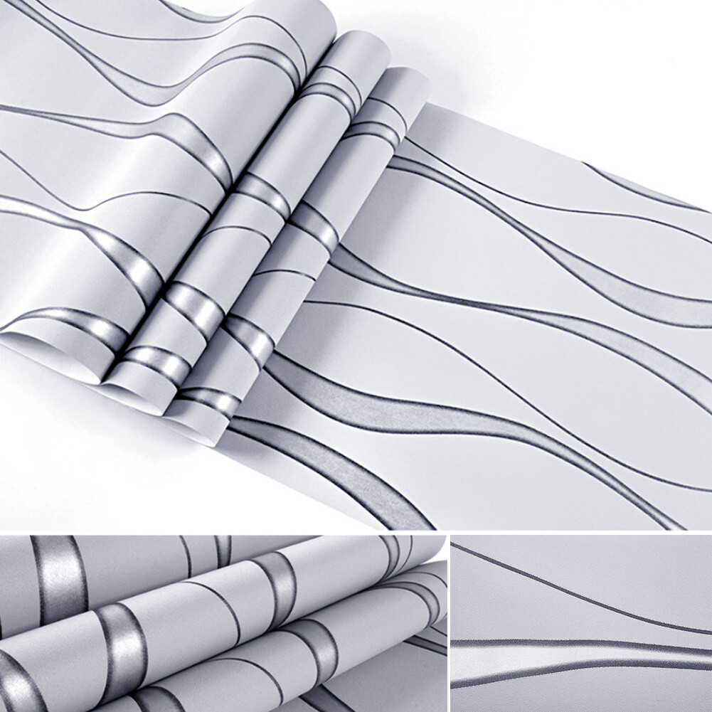 Non Woven 3D Striped Geometric Wave Pattern Wallpaper Modern Living ...