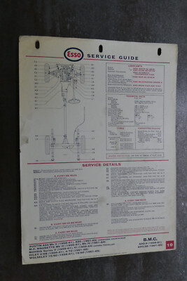 BMC Austin A55 Service Guide Chart Car Automobilia Garage | eBay UK