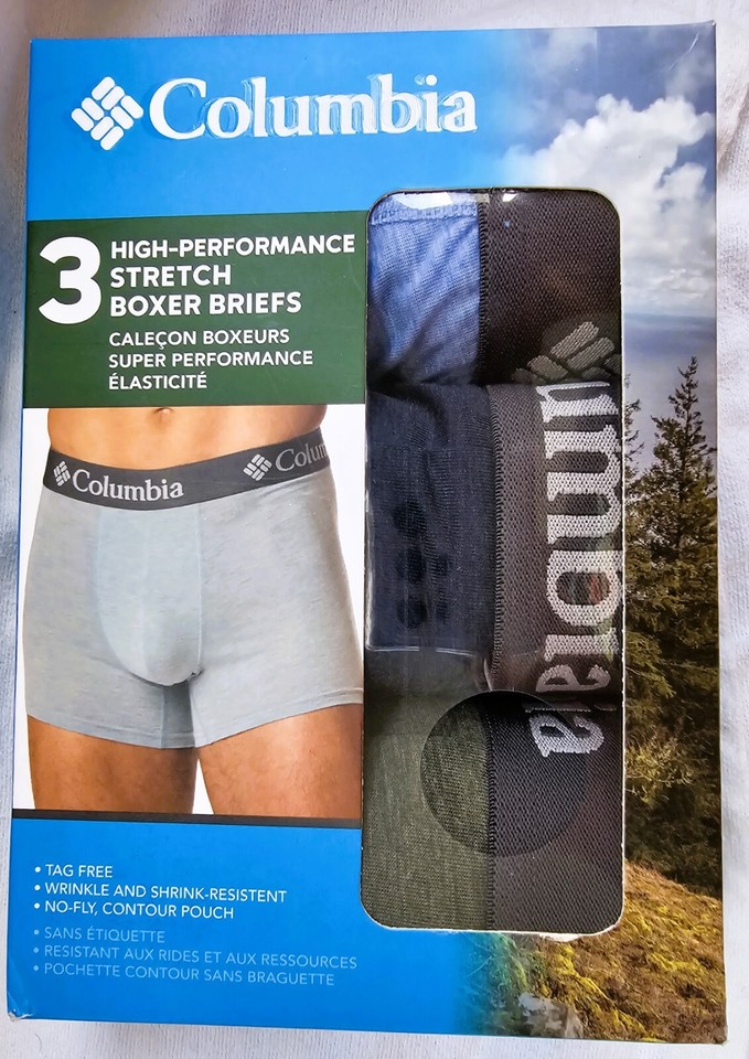 COLUMBIA Boxer Briefs Mens 3 Pack High Performance Stretch Pick Size S ...