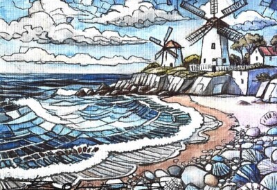 ORIGINAL Hand Painted Pen and Watercolor Art (ACEO) Seashells by the ...