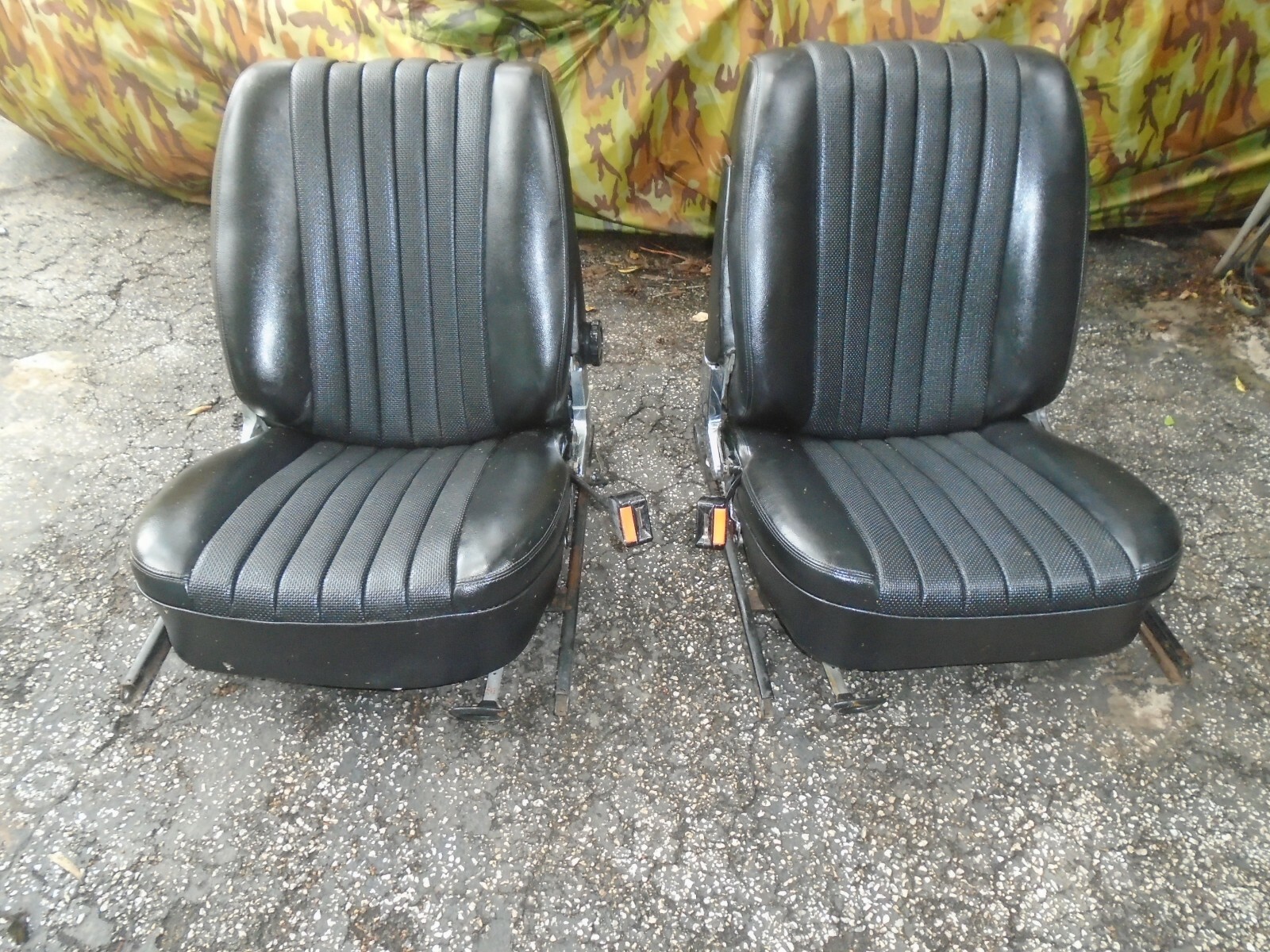 Mercedes 107 450SLC 280SLC 450SL Front Seats L&R Black MB Tex Vinyl 72 ...