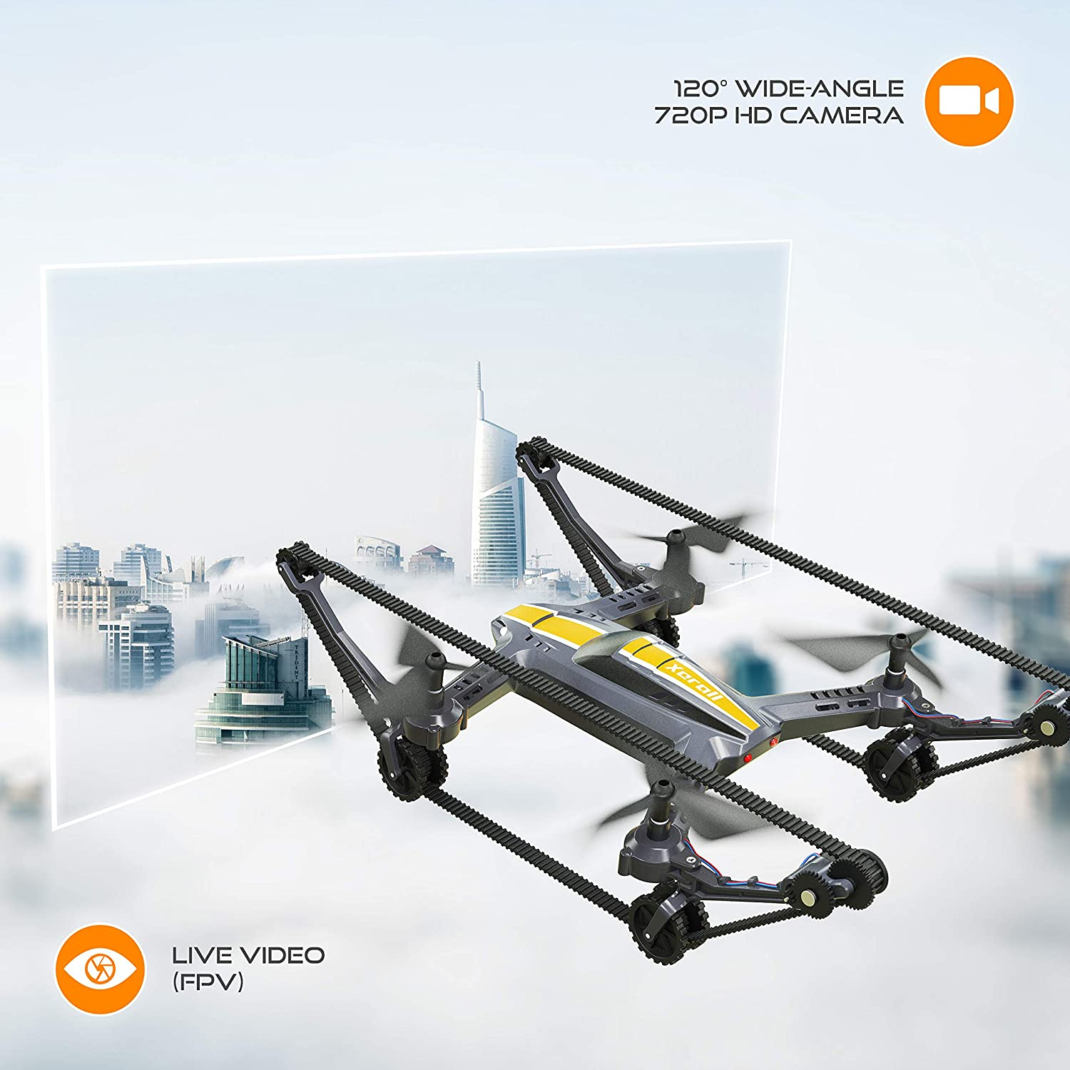 X-TANKCOPTER Hybrid Quadcopter-Tank Drone, HD Camera, Smartphone App ...