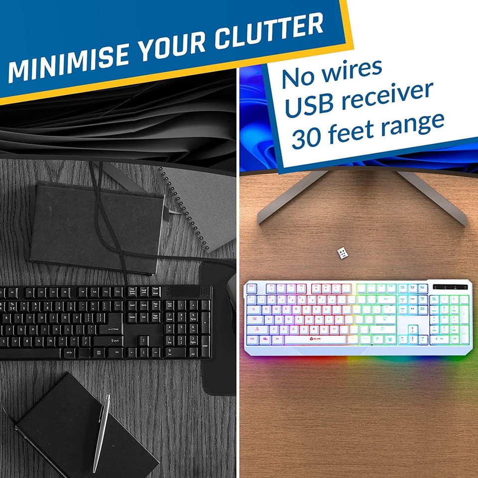 KLIM Chroma Wireless RGB Gaming Keyboard for PC, PS4, Xbox One, Mac ...